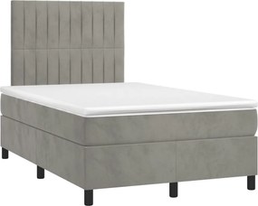Box spring postel s matrací světle šedá 120x190 cm samet 3270007