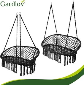 Zahradní dvoumístná černá houpačka Stork's Nest + polštáře