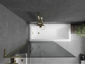 Mexen Next L, 1-křídlová vanová zástěna 100 x 150 cm, 6mm šedé sklo, zlatý lesklý profil, 895-100-000-03-40-50