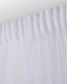 Záclona voálová jednoduchá s řasící páskou barva bílá látka poloprůhledná, pletený vzor, vzorované