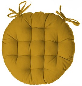 Kulatý sedací polštář s šňůrkami, barva žlutá, průměr 40 cm