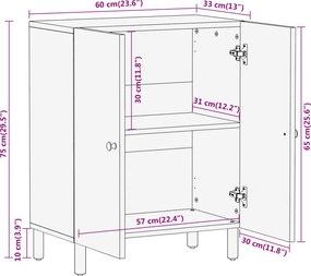 vidaXL Odkládací skříňka 60x33x75 cm masivní mangovníkové dřevo [356893] Barva: Černá