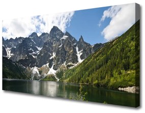 Obraz na plátně Hora Jezero Les Krajina 125x50 cm