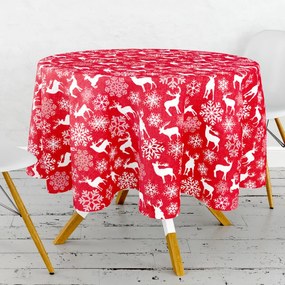 Ubrus PVC kulatý DC-2125 – Vánoční Jelenia (různé velikosti)