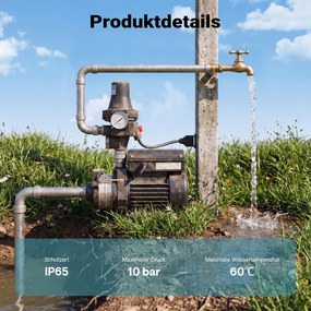 Tlakový spínač pro domácí vodárnu Wiltec SKD-3 – 230 V, 10 bar, černá (51248)