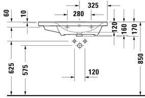 Duravit D-Neo - Umyvadlo do nábytku asymetrické 800 x 480 mm, umyvadlo vpravo, bílá 2370800000