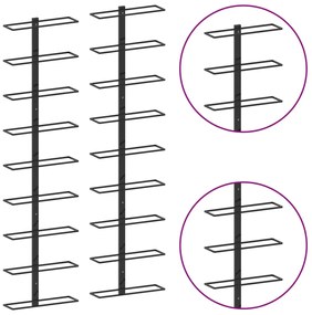 vidaXL Marketos Nástěnný stojan na víno na 18 lahví 2 ks černý železo