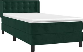 Box spring postel s matrací tmavě zelená 90x190 cm samet 3131174