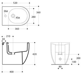 Kerasan Flo Bidet stojící 36x42x51,5 cm, bílá 312001