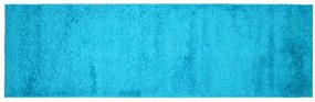 Koberec Běhoun Shaggy DELHI 7388A Jednobarevný tyrkysový modrý Rozměr: 80x200 cm