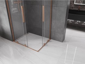 Mexen Velar L Duo, sprchový kout s posuvnými dveřmi 100 x 90 cm, 8mm čiré sklo, měděná matná, 871-100-090-02-03-65