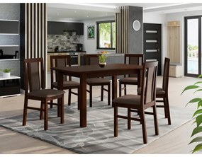 Rozkládací stůl se 6 židlemi - AL65, Barva dřeva: ořech, Potah: Soro 28