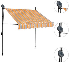 vidaXL Marketos Ručně zatahovací markýza s LED světlem 150 cm žlutomodrá