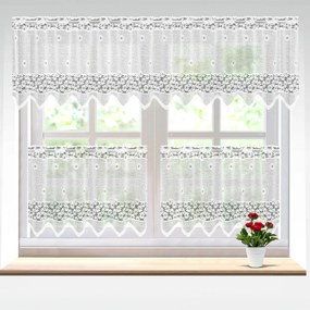 Forbyt žakárová vitrážová záclona FLÓRA 607418, květinový vzor, s bordurou, bílá, výška 130cm (v metráži)