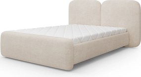 Postel Ollival 140x200 s kovovým roštem a úložným prostorem, bílý velur