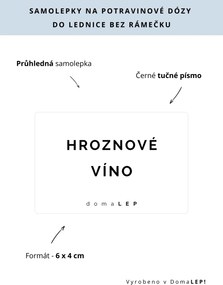HROZNOVÉ VÍNO - Samolepka na dózy do lednice, 6 x 4 cm