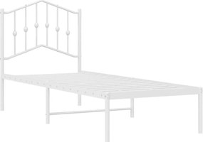 vidaXL Kovový rám postele s čelem 75 x 190 cm [373828] Barva: Bílá