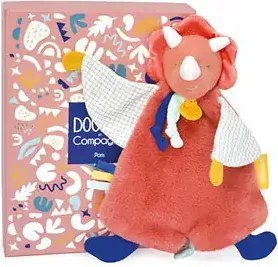 Doudou Dárková sada - Plyšový muchláček dinosaurus oranžový 25 cm / od