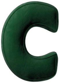 Yellow Tipi Tmavě zelený sametový polštář písmeno C 40 cm