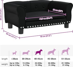 Pelíšek pro psy černý 70 x 45 x 30 cm umělá kůže 171831