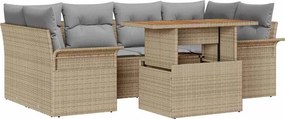 Sada zahradních pohovek 7 ks Béžová Poly ratan 3358023