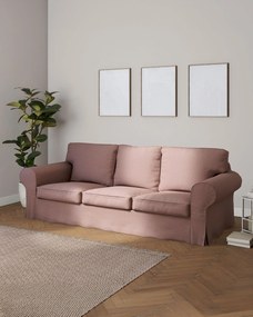 Potah na pohovku IKEA Ektorp 3-místná, nerozkládací barva růžová látka pletený vzor