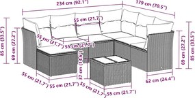 8dílná zahradní sedací souprava s poduškami černá polyratan 3249835