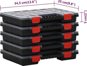 Organizéry na součástky 5 ks 34,5 x 25 x 5 cm polypropylen 152094