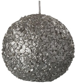 Champagne stříbrná kulatá svíčka s glitry - Ø 8 cm / 15h
