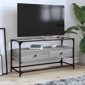 TV skříňka se skleněnou deskou šedá sonoma 98x35x51 cm kompozit