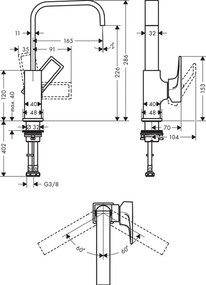 Hansgrohe Metropol, páková umyvadlová baterie 230 s odtokovou soupravou Push-Open, chromová, 74511000