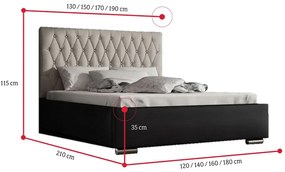 Čalouněná postel SIENA + rošt, Siena02 s krystalem/Dolaro08, 120x200