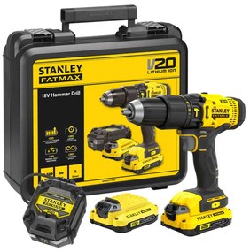 Stanley - 18V AKU vrtačka s příklepem, 2x aku 1,5 Ah Li-Ion, nabíječka SFMCD711C2K-QW