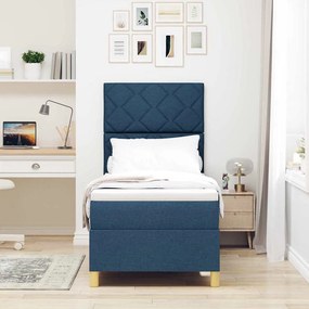 Postel s boxspringem s čelo Modrá 80 x 200 cm textil 3339657