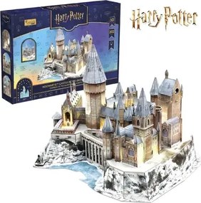 CUBICFUN Puzzle 3D Bradavice ve sněhu Harry Potter / 202 dílků / LED o