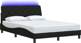 Rám postele s LED bez matrace černý 140x190 cm Látka 3310666