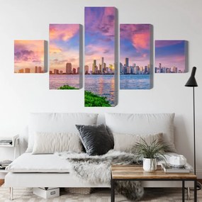 Vícedílný obraz Panorama Miami Při Západu Slunce Nedostatek Nedostatek Plátno Canvas 250x150