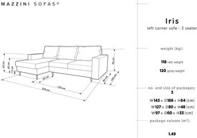 MAZZINI SOFAS Rohová rozkládací pohovka s úložným prostorem Iris levý roh