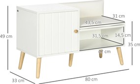 HOMCOM Botník S Lavicí A Poličkou Pro 4 Páře Bot S Polstrovaným Sedákem, 80x33x49 cm, Bílá