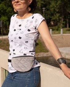Taška ledvinka Velvet barva šedá látka lesklé, sametová