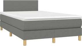 Box spring postel s matrací a LED tmavě šedá 120x200 cm textil 3133542