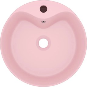 Luxusní umyvadlo s přepadem matné růžové 36 x 13 cm keramické 147032