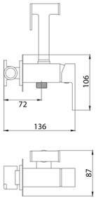 Aqualine - Bidetová baterie se sprškou pro podomítkovou instalaci lesklý chrom