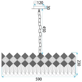 Toolight Toolight, zásvěsná křišťálová svítilna 8xE14 APP1540-8CP60, zlatá lesklá, OSW-05171