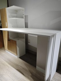 HOMCOM psací stůl 150 cm s knihovnou a skříňkou, bílý/přírodní