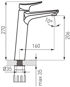 F-Design Brezza, vysoká umyvadlová baterie, chrom lesklý, FD1-BRZ-2L-11