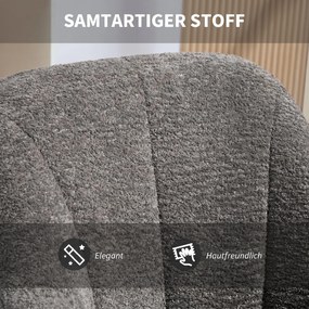 HOMCOM ergonomická kancelářská židle z jemného flanelu — otočná, nastavitelná, šedá