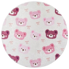Růžový/slonovinový pratelný dětský koberec ø120 cm Cute Teddies Pink – Vitaus