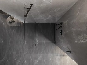 Mexen Lunar-B pravostranný výklopný sprchový kout 90 x 90 cm, čiré sklo, černá matná, 832-090-090-70-00-P