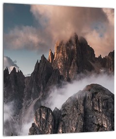 Obraz - Italské dolomity schované v mlze (30x30 cm)